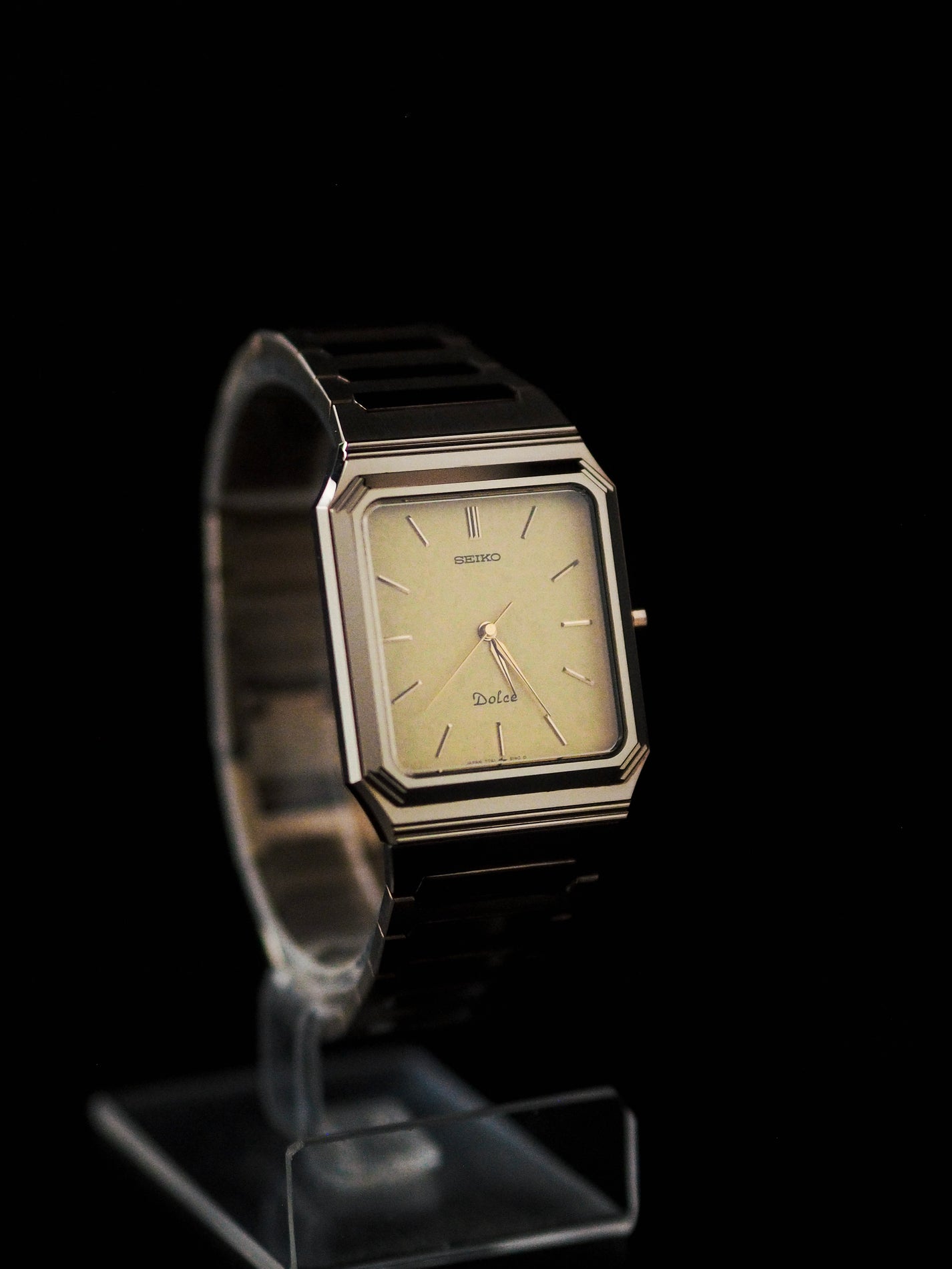 Seiko Dolce 7741-5120 Tank Tungsten Carbide Gold Flake Dial