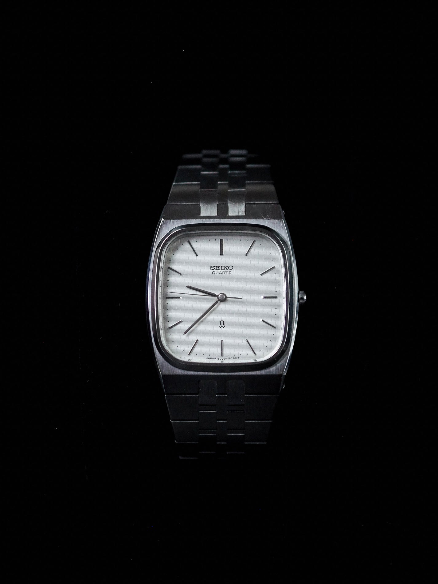 Seiko Quartz 6030-5090 Tank Unique White Tile Pattern Dial
